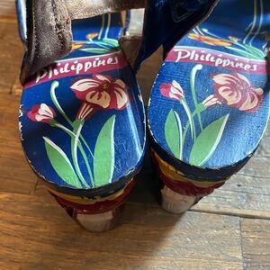 Shoes | Vintage Wwii Philippines Velvet Carved Wood Platform Wedge ...